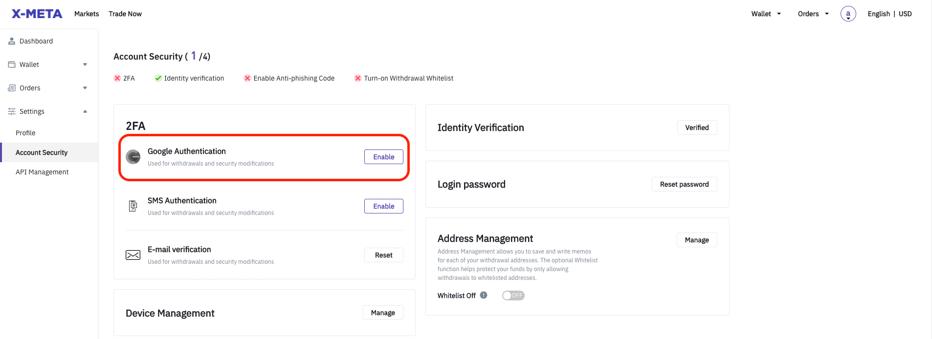 Two-factor authentication (2FA) and how to enable it – X-Meta Support ...
